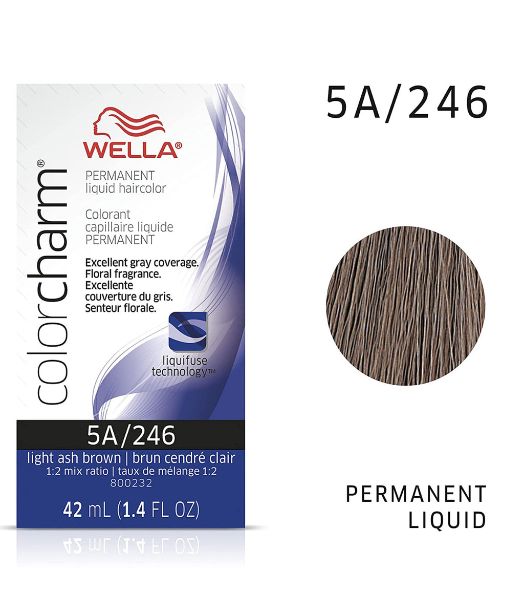 Wella ColorCharm Permanent Liquid Hair Color 5A/Light Ash Brown, 42mL ...