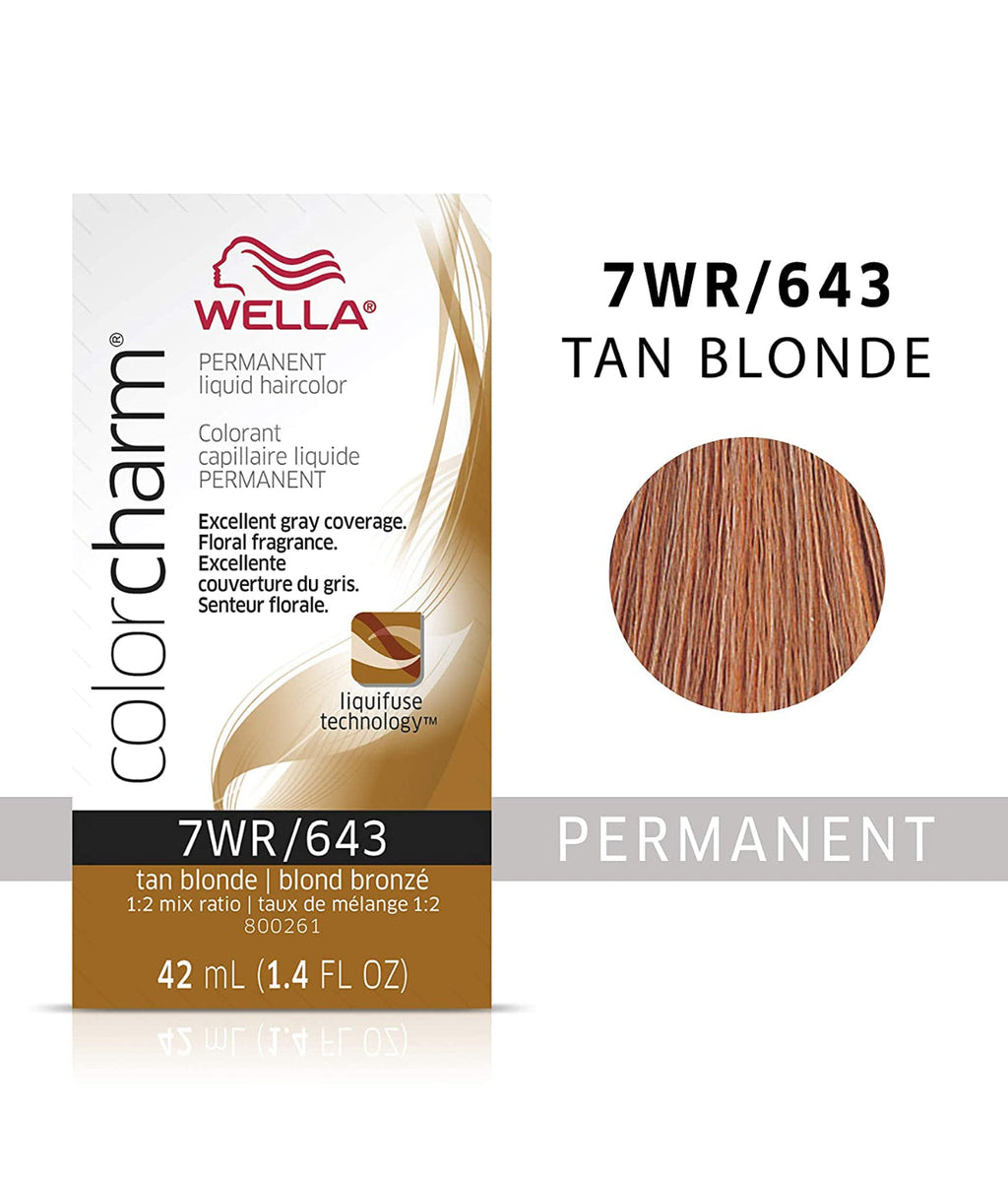 Wella ColorCharm Permanent Liquid Hair Color 7WR/Tan Blonde, 42mL ...