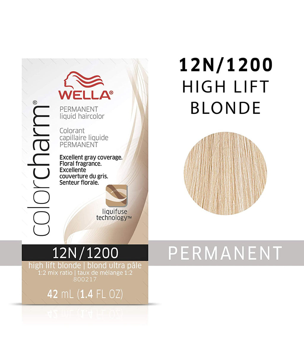 Wella ColorCharm Permanent Liquid Hair Color 12N/High Lift Blonde, 42m ...